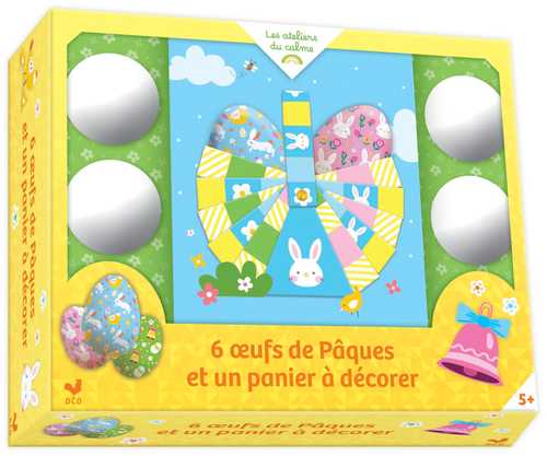 6 oeufs de Pâques et un panier à décorer - coffret avec accessoires ...