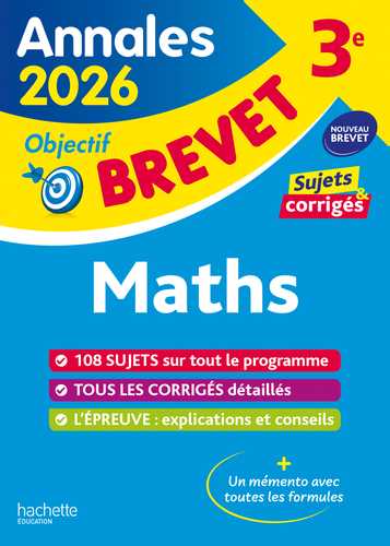 Annales Brevet 2026 - Maths 3e - sujets et corrigés (Grand format ...