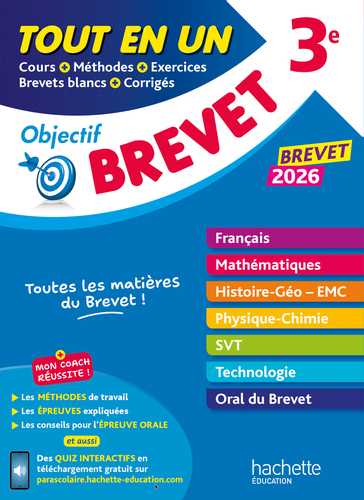 Objectif Brevet - Tout-en-un 2026 (Grand format - Broché 2025), de Philippe Rousseau, Isabelle ...